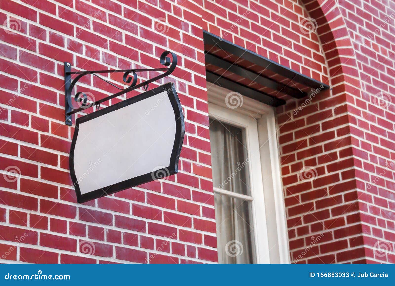 Empty White Sign on Brick Wall Stock Image - Image of billboard ...