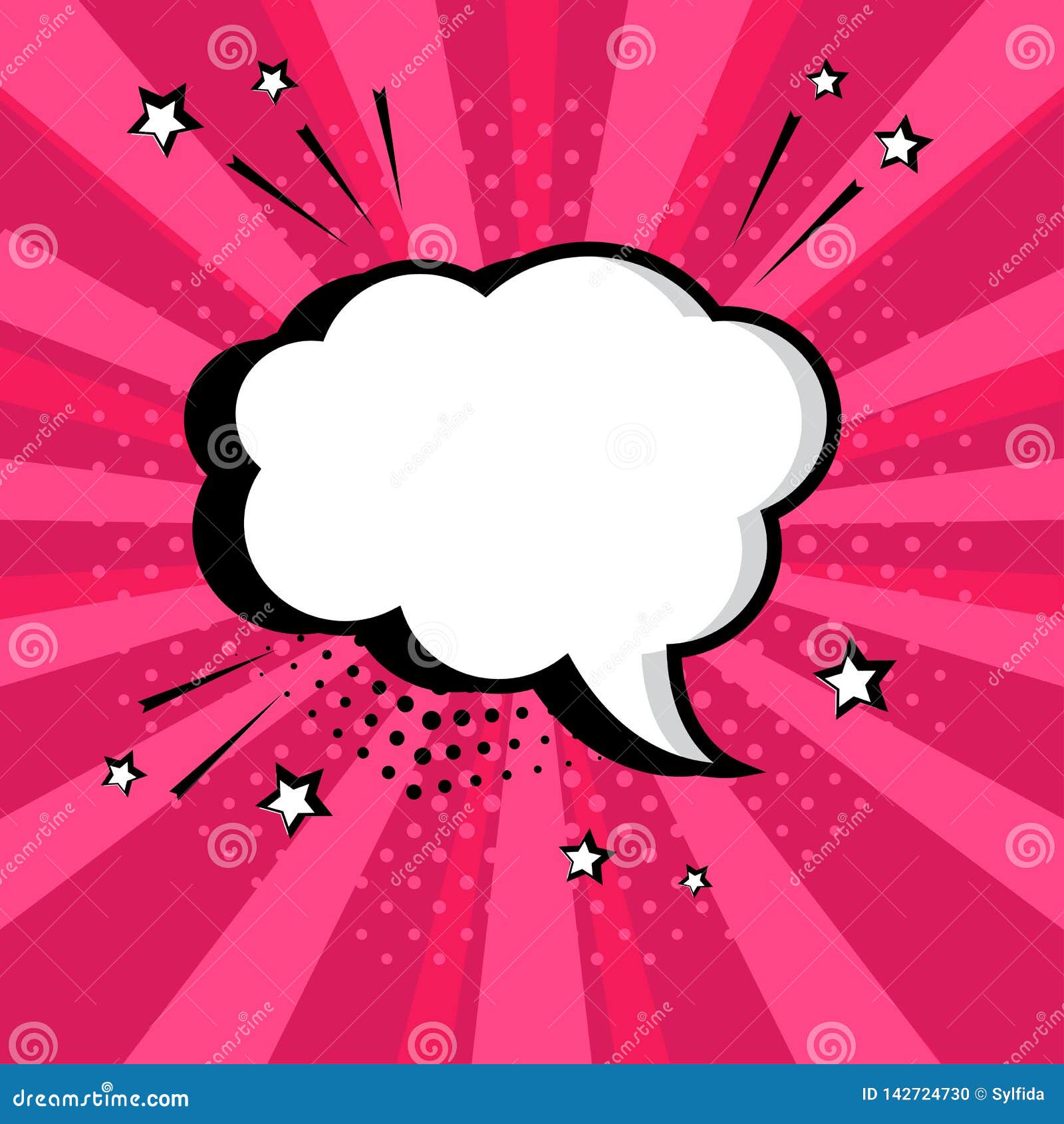 Empty White Speech Bubble for Your Text on Pink Background. Comic Sound ...