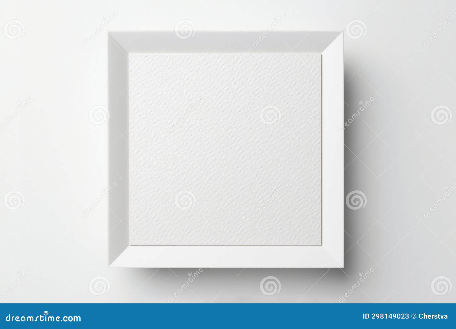 Empty White Square Photo Frame with Patterned Surface on Minimal Light ...