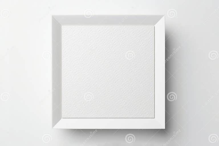 Empty White Square Photo Frame with Patterned Surface on Minimal Light ...