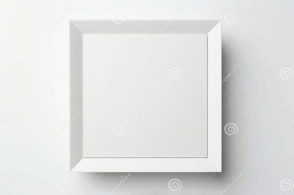 Empty White Square Photo Frame with Patterned Surface on Minimal Light ...