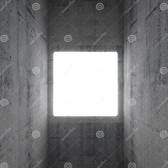 Empty White Square Screen in Concrete Interior Stock Illustration ...