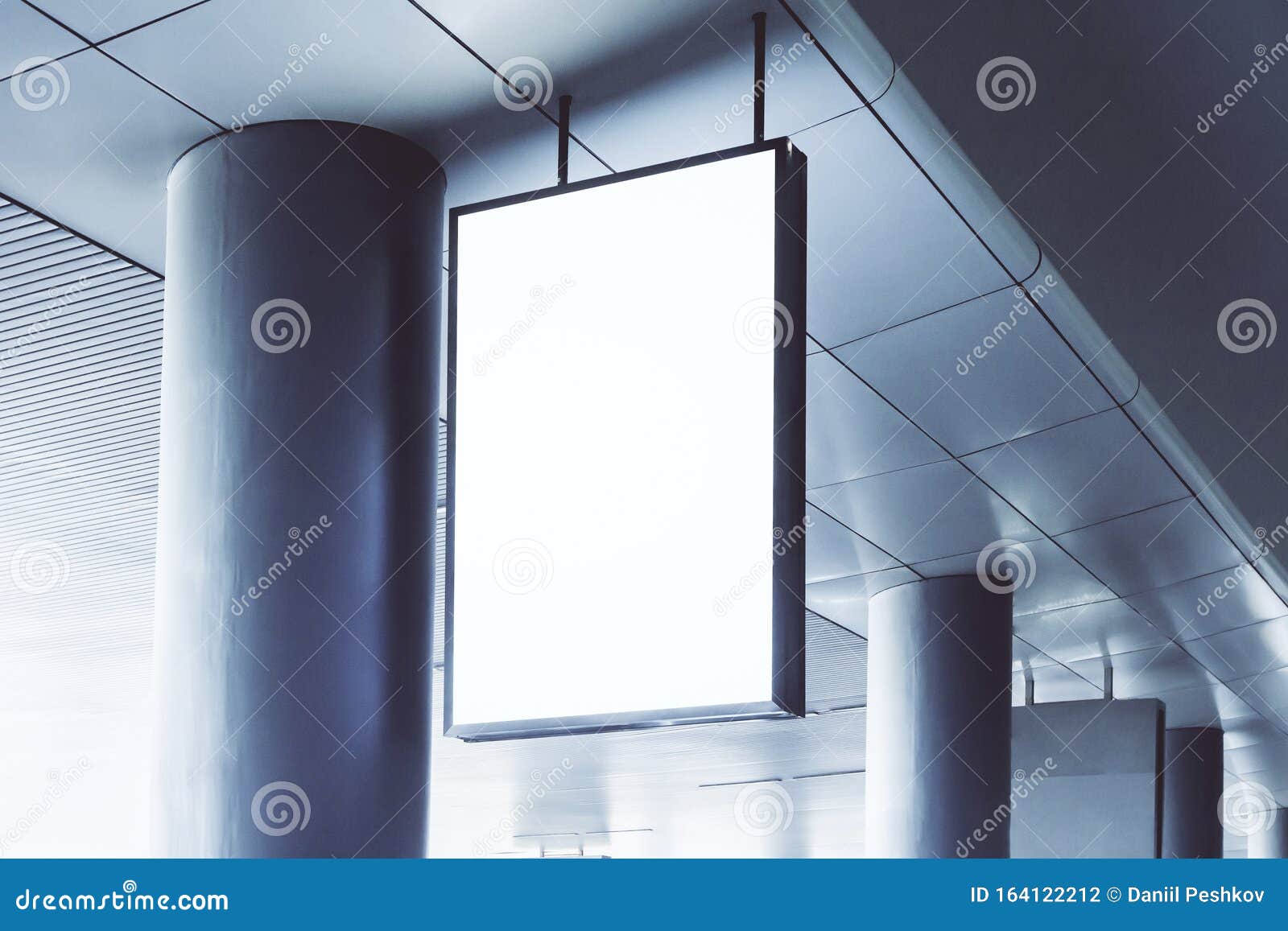 Empty white station poster stock photo. Image of glowing - 164122212