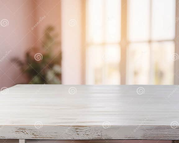 Empty White Table Top in Front of Window with Sunlight Stock ...