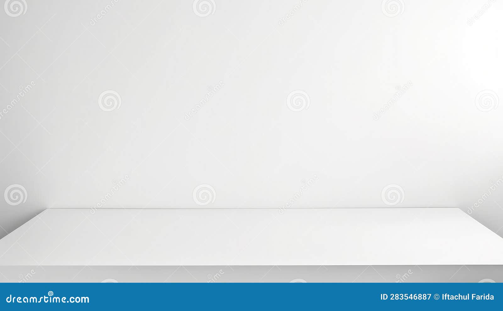 Empty White Table on White Wall Background. Stock Illustration ...