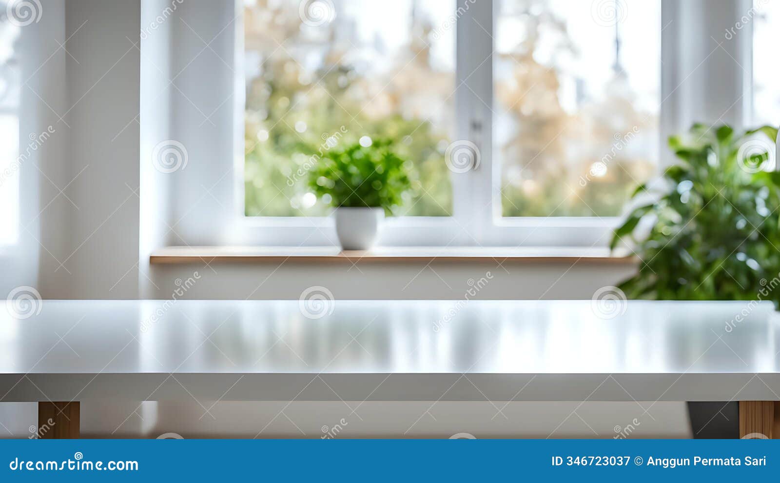 Empty White Table with a Window Background. Simple and Clean Interior ...