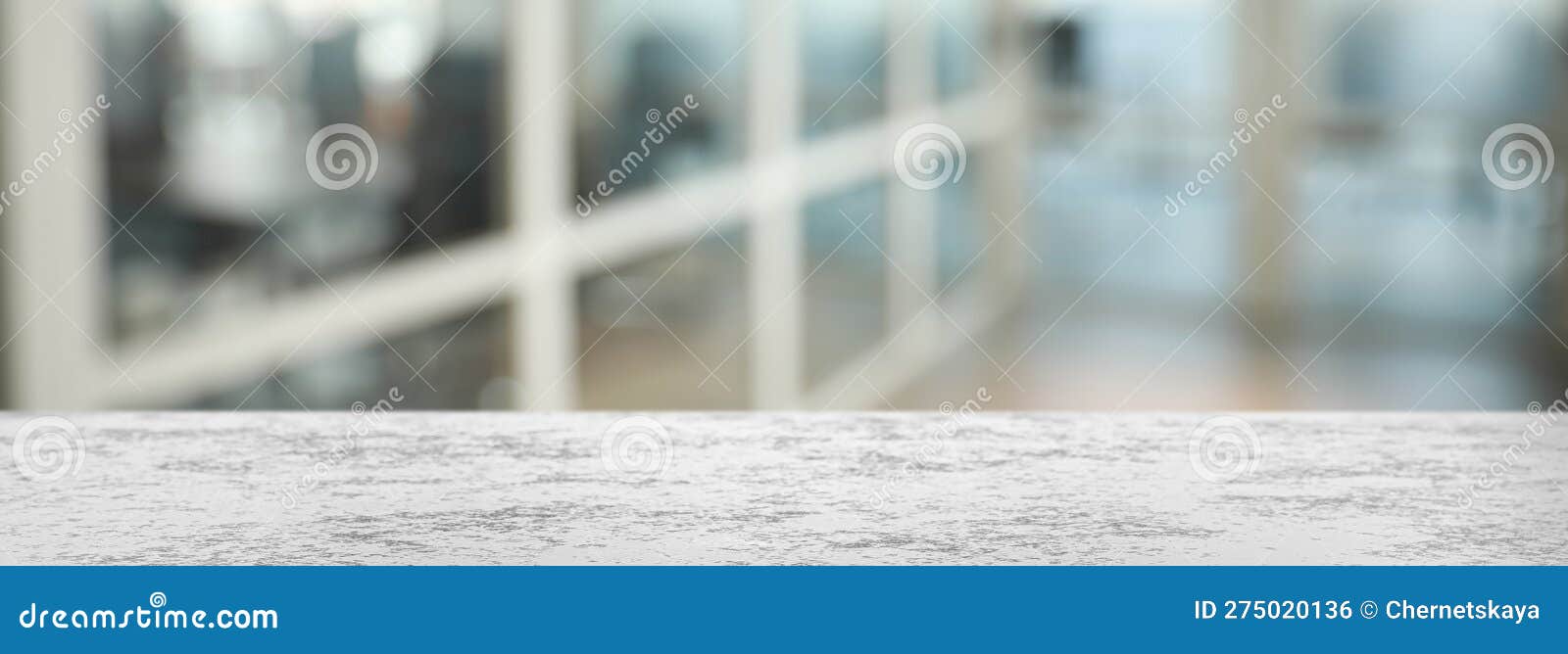 Empty White Textured Table in Corridor, Banner. Space for Design Stock ...