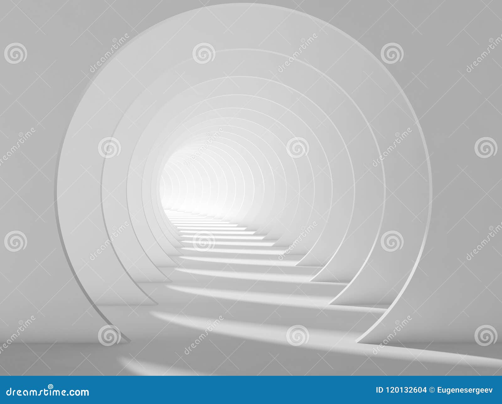 Empty White Tunnel, Abstract Interior 3d Stock Illustration ...