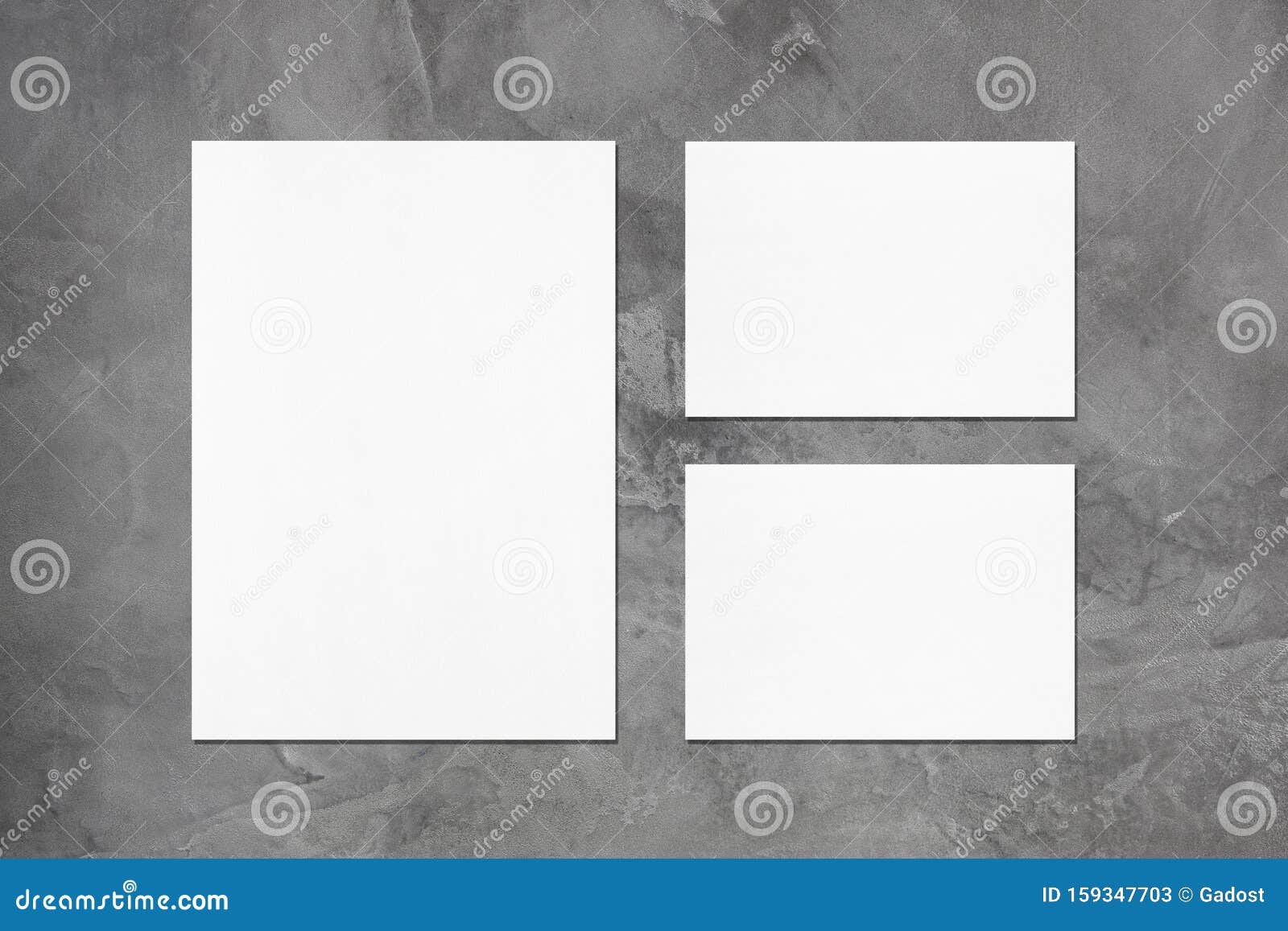 Empty White Vertical Poster and Two Horizontal Rectangle Card Mockups ...