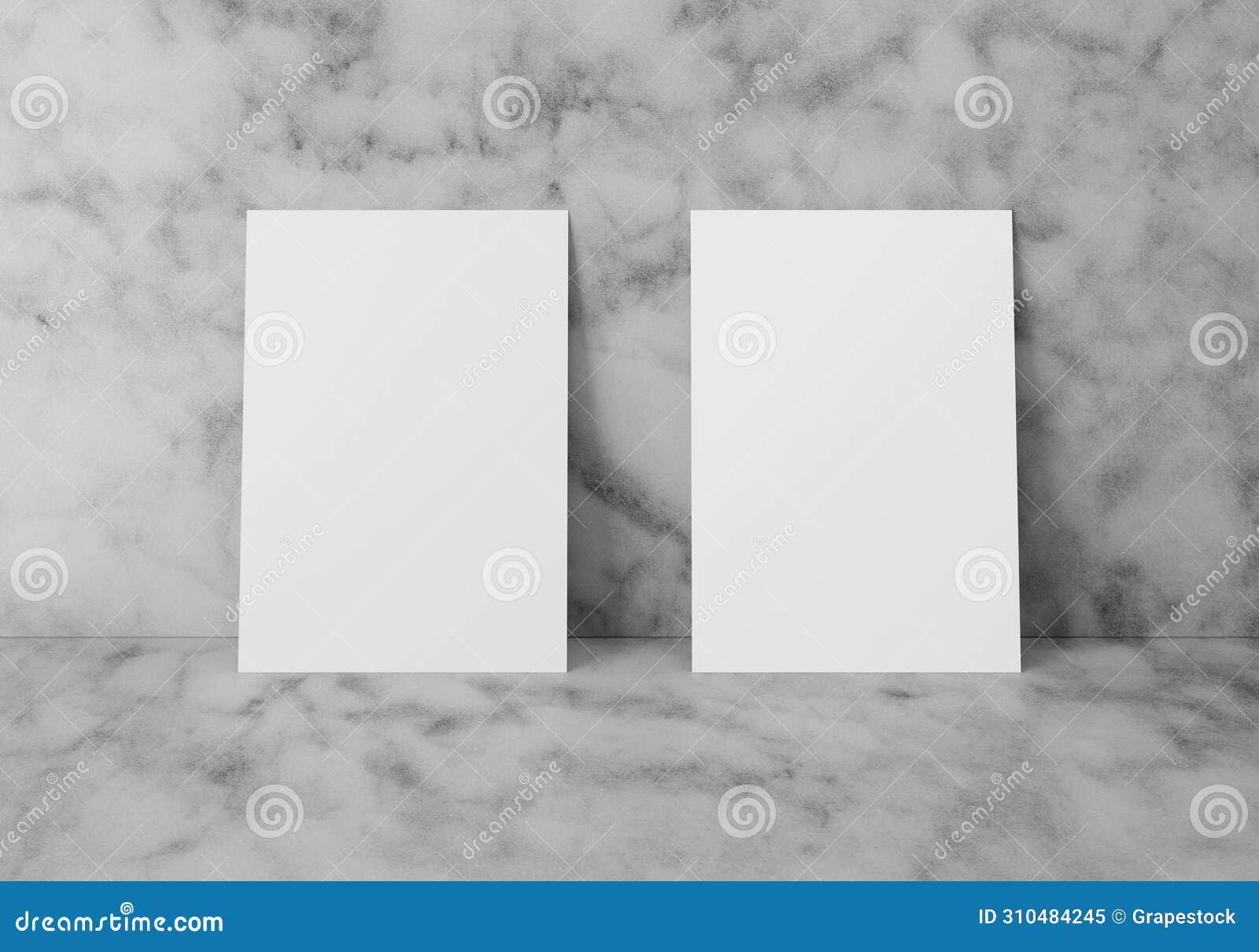 Empty 2 White Vertical Rectangle A4 Paper Sheet Mockup, 3D Rendering ...