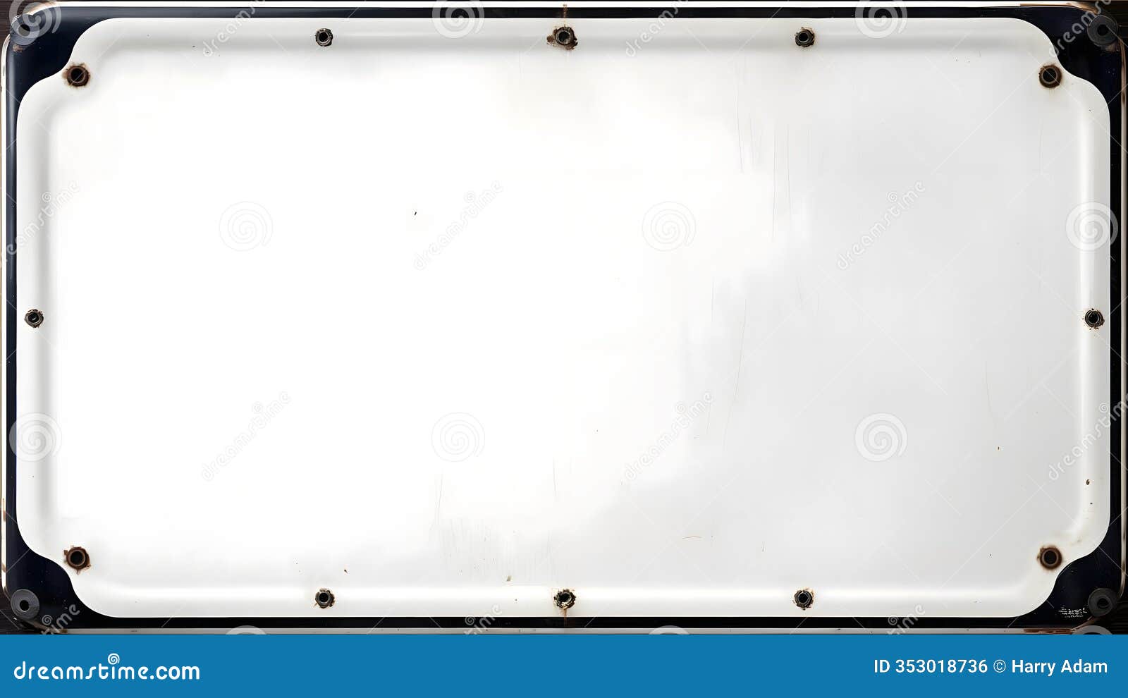Empty White Vintage Metal Sign with Black Border and Rivets Stock ...