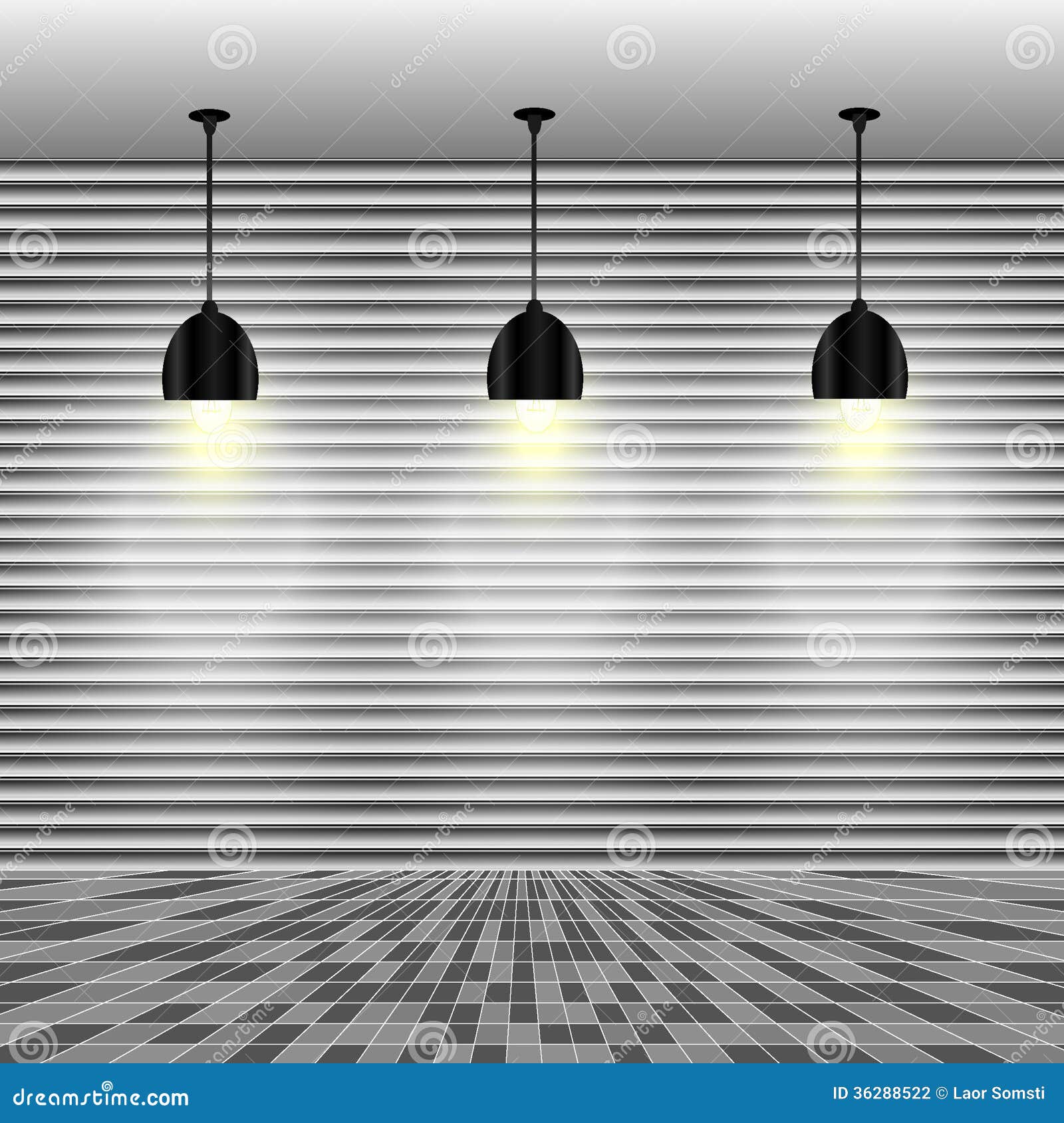 Empty White Wall with Lamps Stock Vector - Illustration of modern ...