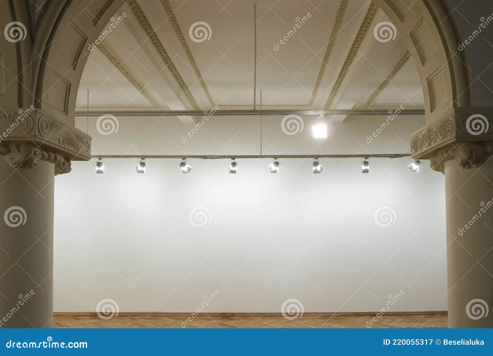 Empty White Wall with Spot Lights Stock Image - Image of exhibition ...