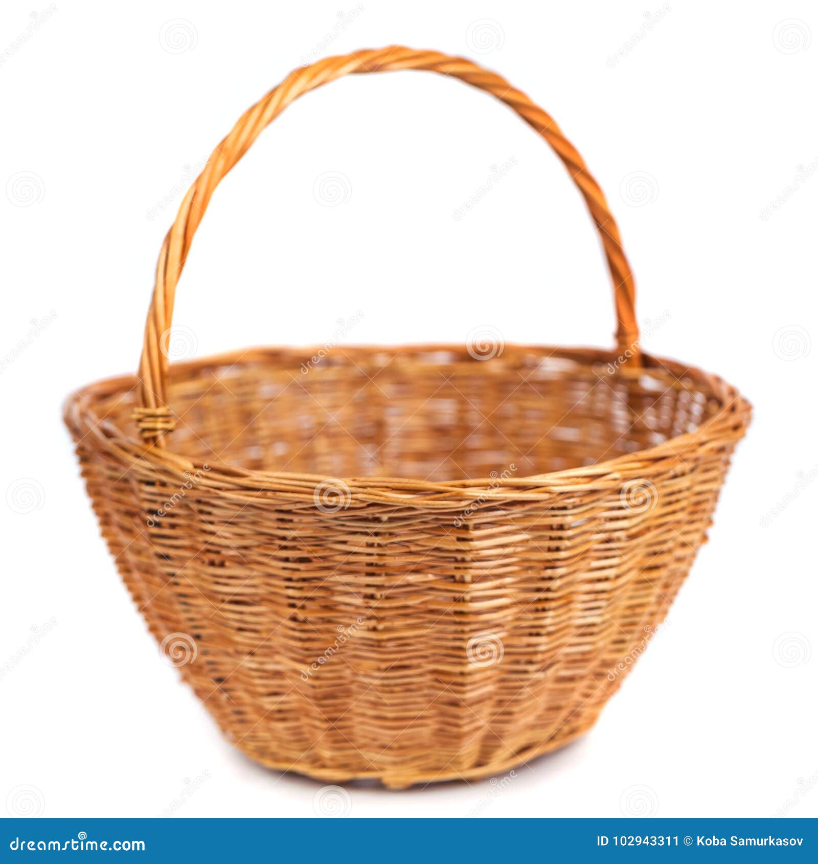 Empty Wicker Basket for Fruits and Vegetables, on White Stock Image ...