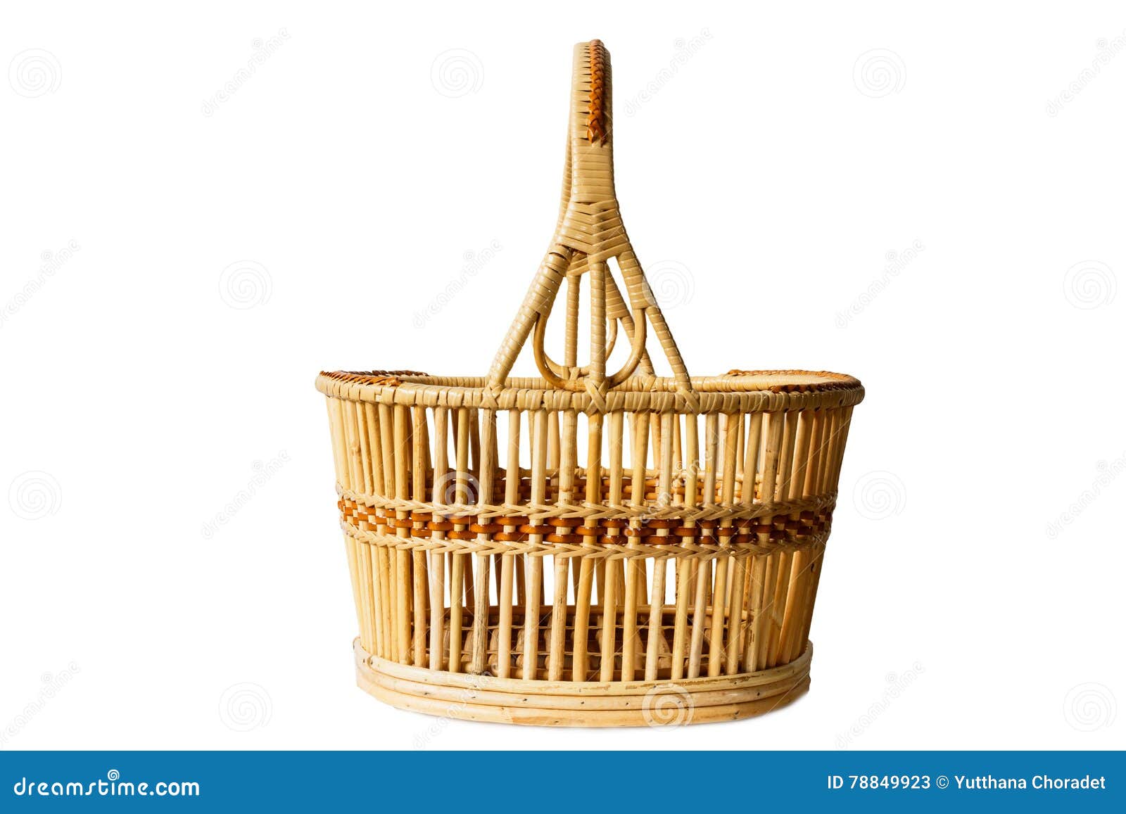 Empty Wicker Basket Isolated on White Stock Image - Image of bakery ...