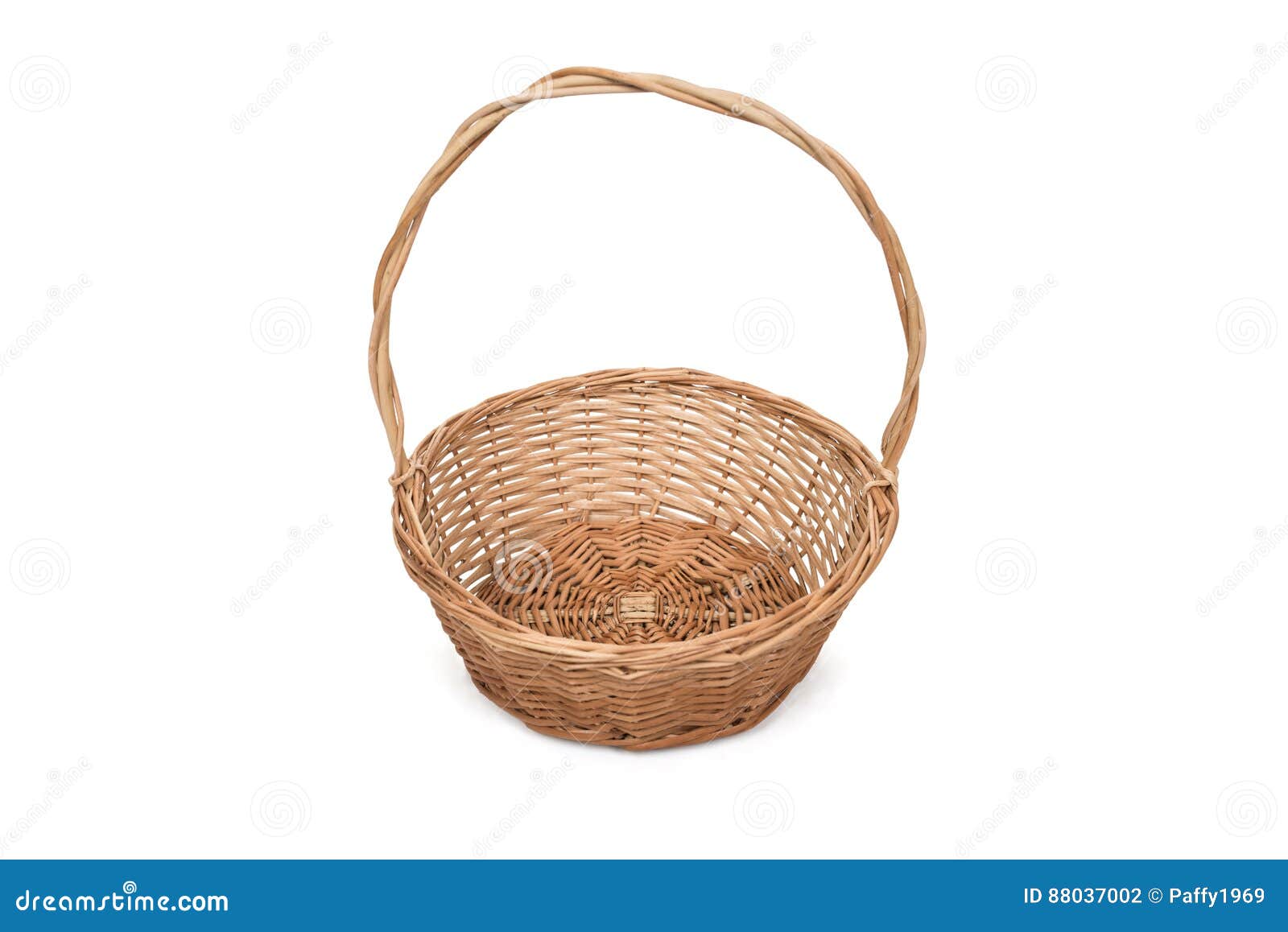 Empty Wicker Basket with Long Handle Stock Photo - Image of decoration ...