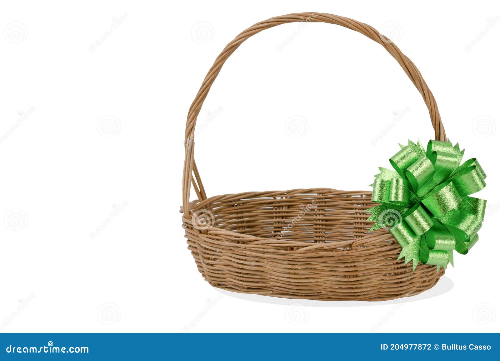 Empty Wicker Basket with Ribbon Isolated on White Stock Illustration ...