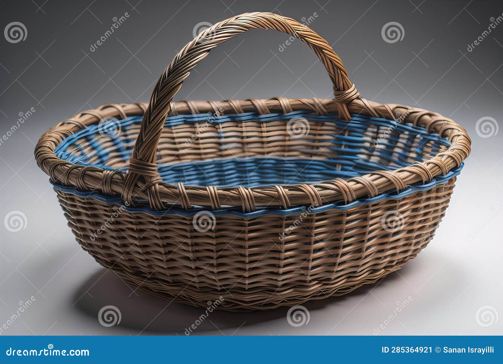 Empty Wicker Basket on a Solid Color Background. Ai Generative Stock ...