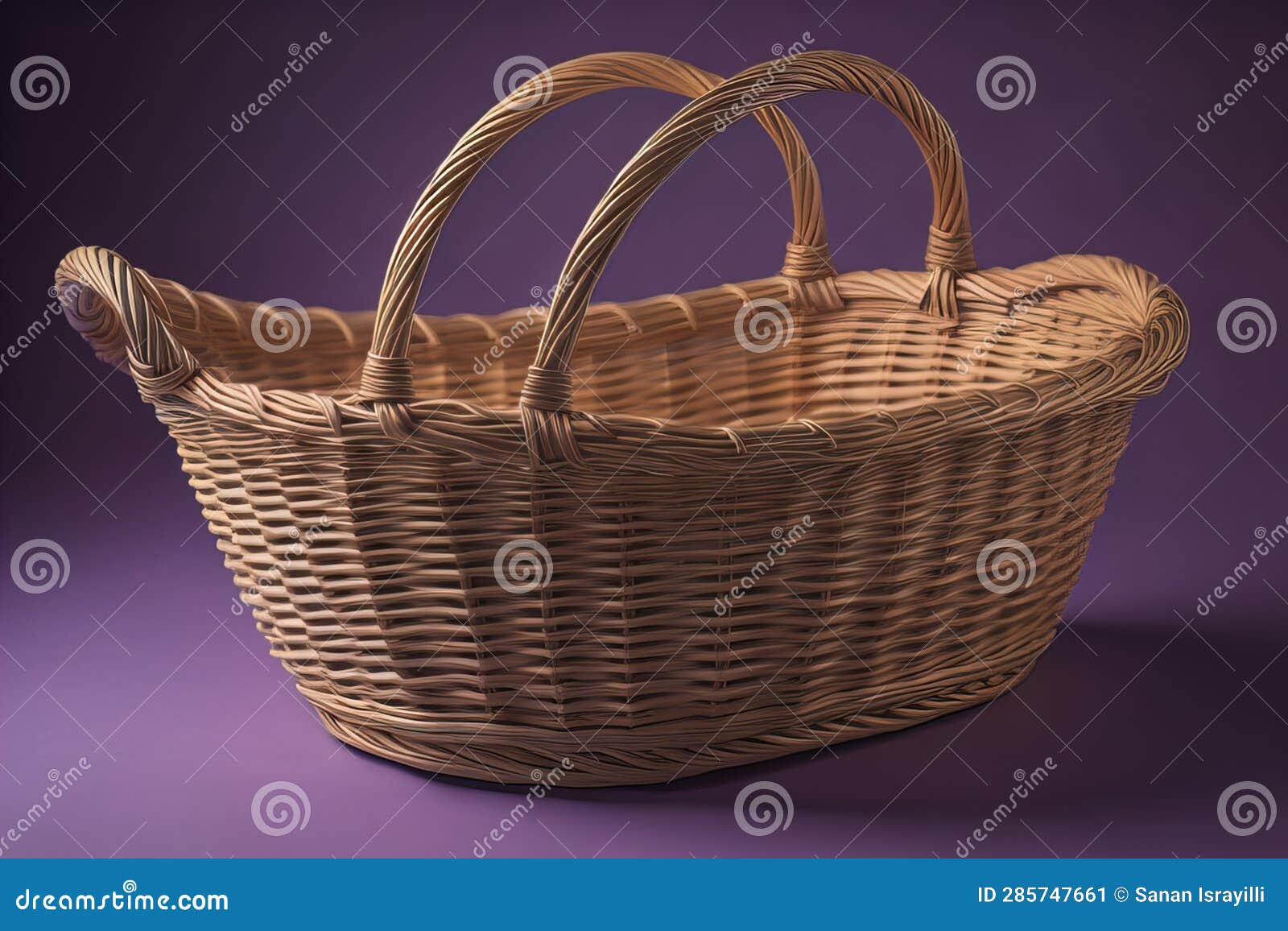 Empty Wicker Basket on a Solid Color Background. Ai Generative Stock ...