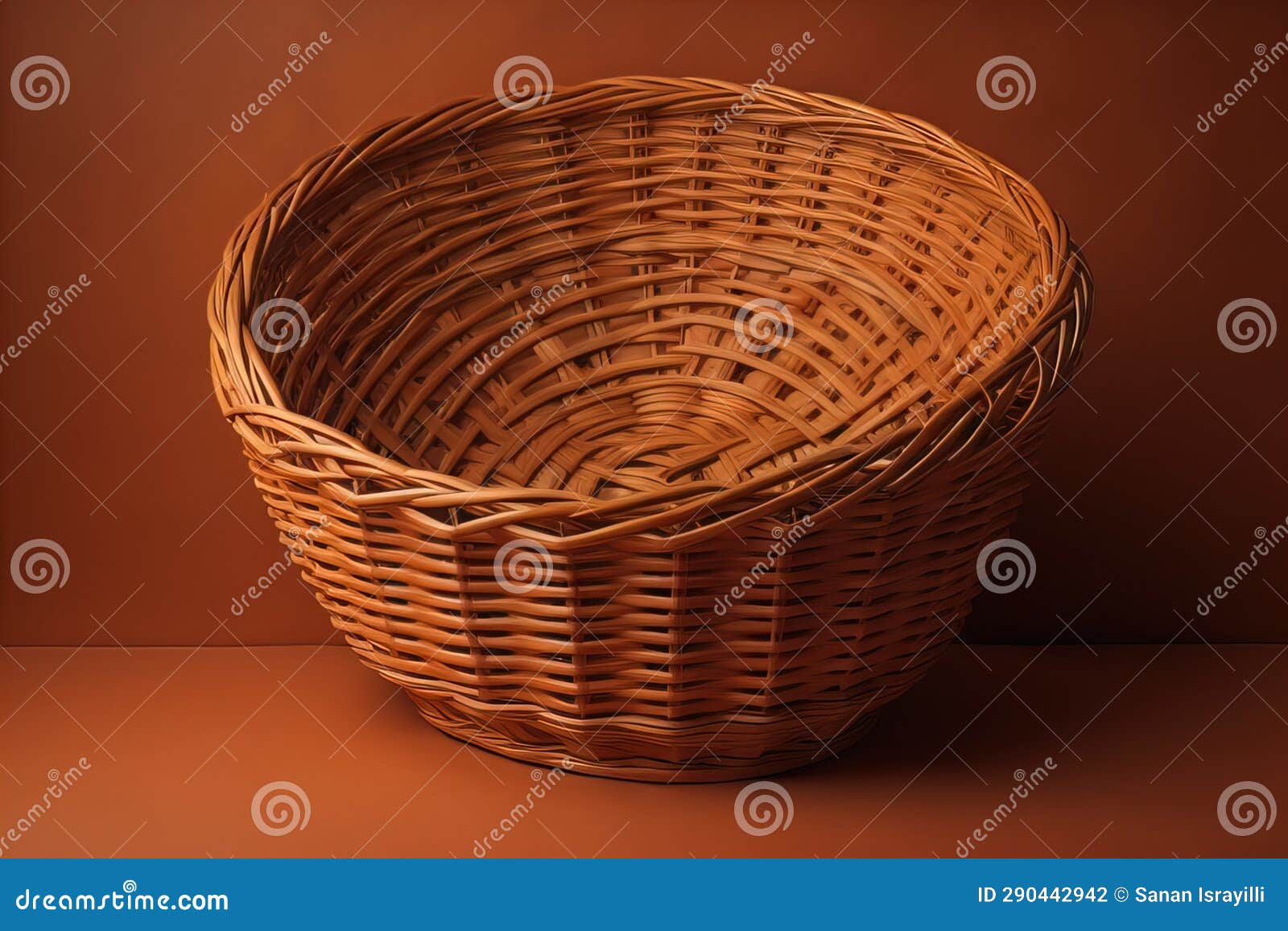Empty Wicker Basket on a Solid Color Background. Ai Generative Stock ...
