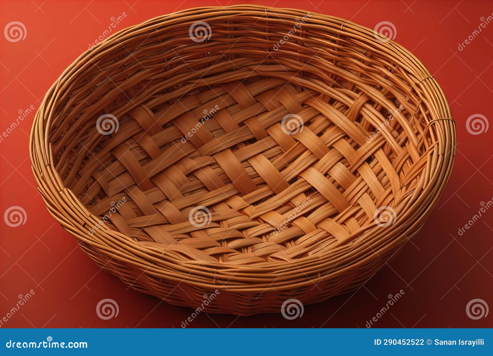 Empty Wicker Basket on a Solid Color Background. Ai Generative Stock ...