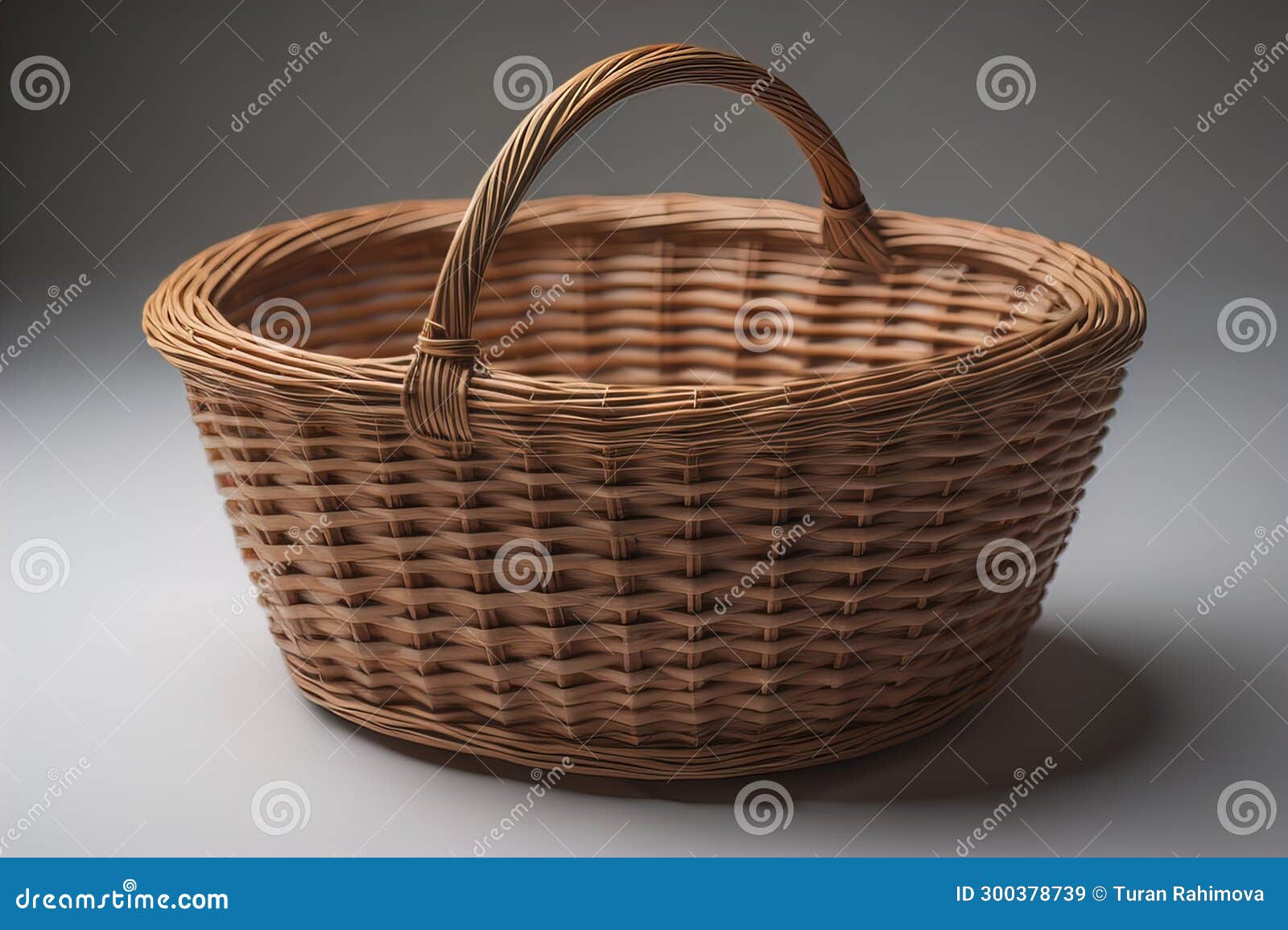 Empty Wicker Basket on a Solid Color Background. Ai Generative Stock ...