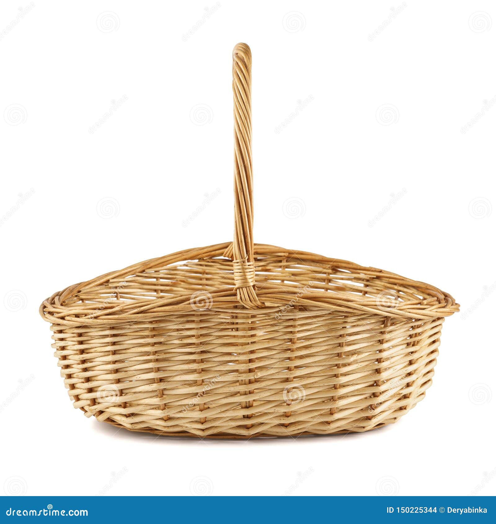 Empty Wicker Picnic Basket. Isolated on White Stock Photo - Image of ...