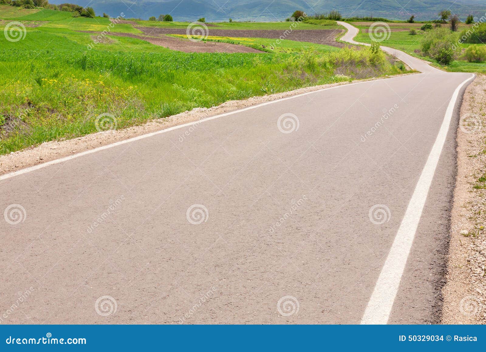 Empty Winding Road at Spring Stock Photo - Image of landscape, green ...