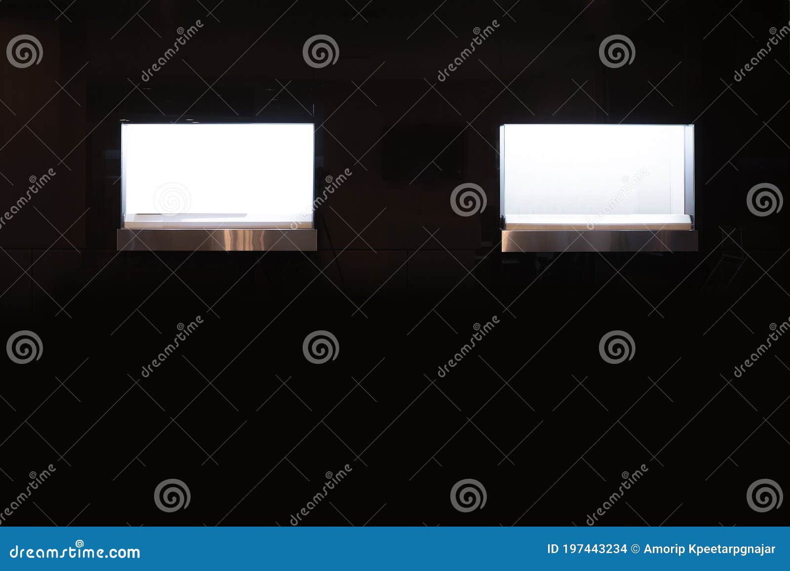 Empty Window Display Showcase Glass Stock Photo - Image of merchandise ...