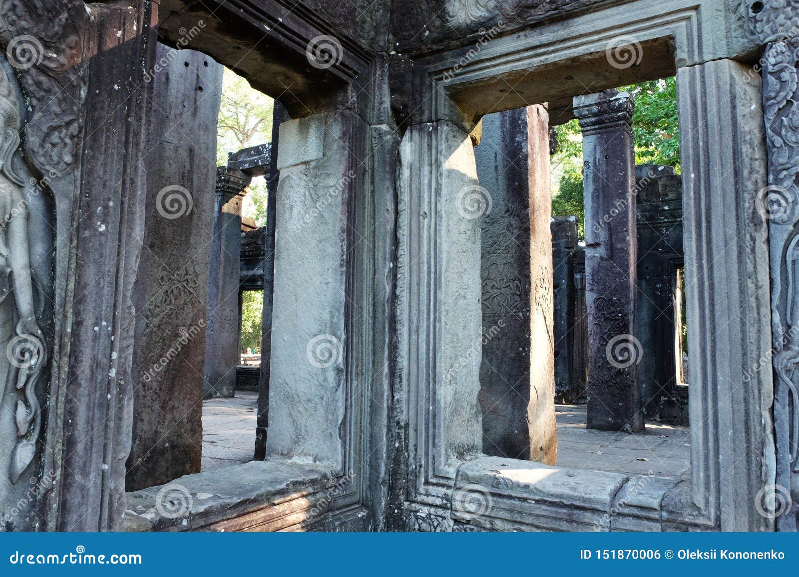Empty Windows of an Ancient Abandoned Temple. the Inner Space of the ...