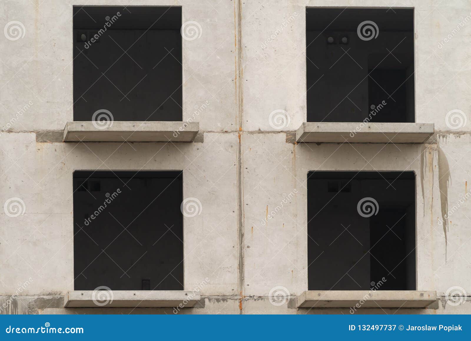 Empty Windows in the Building Being Built Stock Image - Image of blurry ...