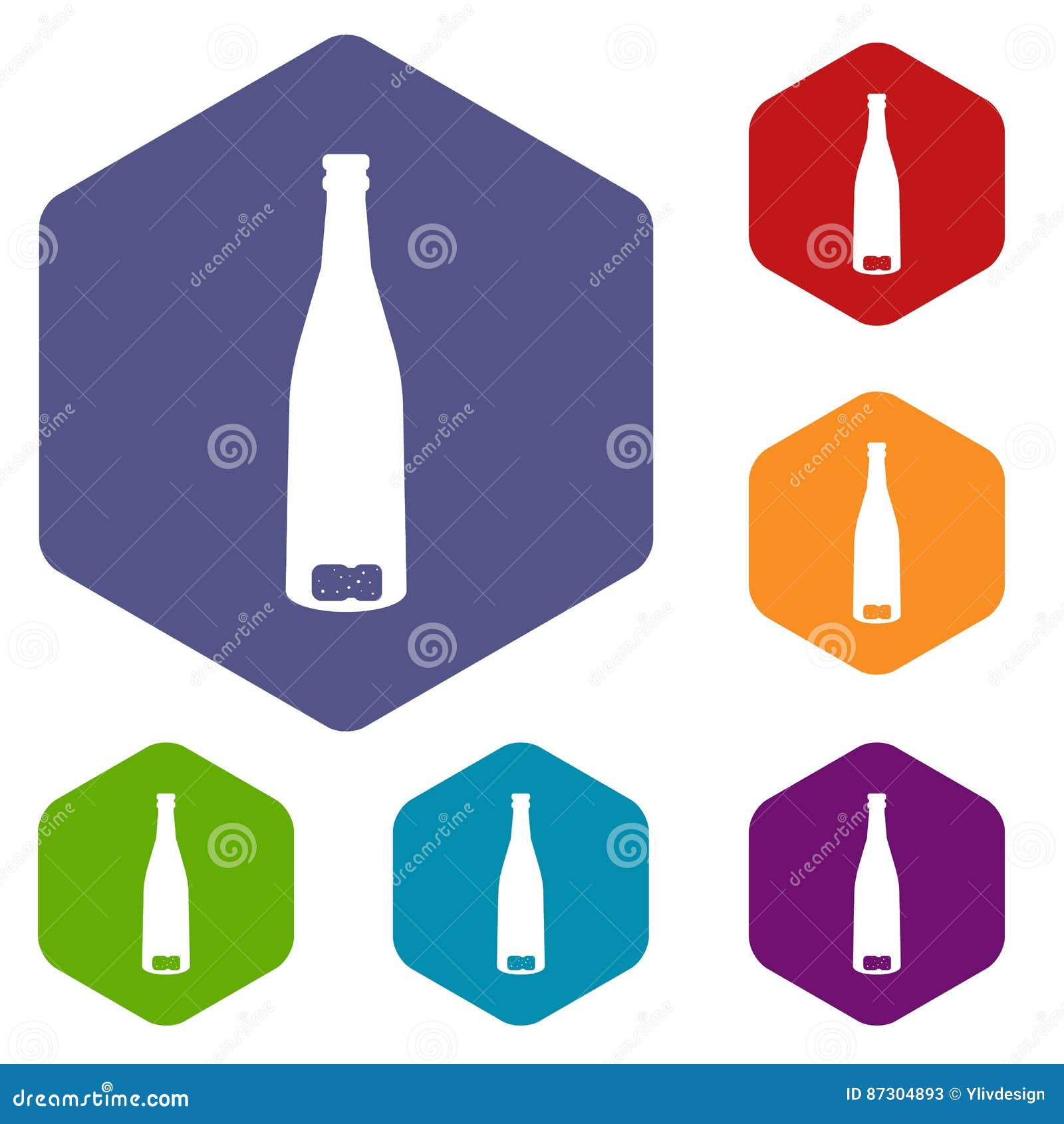 Empty Wine Bottle Icons Set Stock Vector - Illustration of design ...