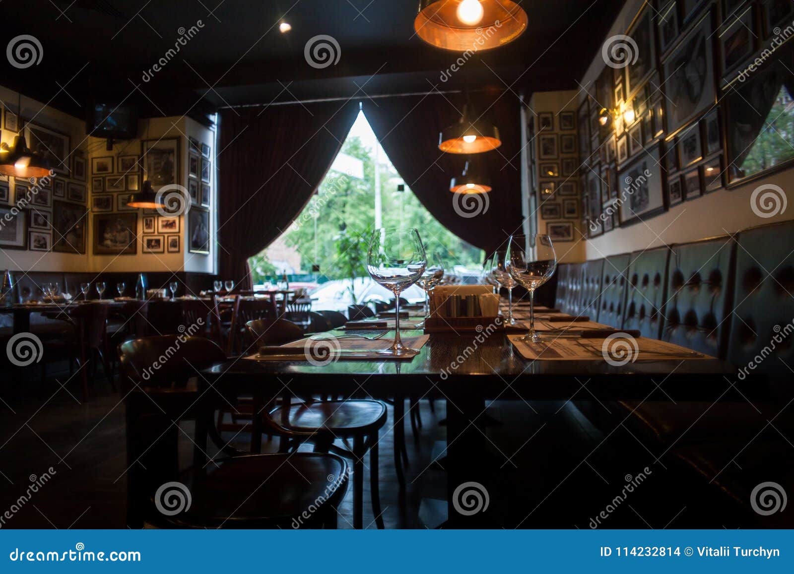 Wine Glasses And Table Setting In Restaurant Editorial Stock Image Image Of Celebration Empty