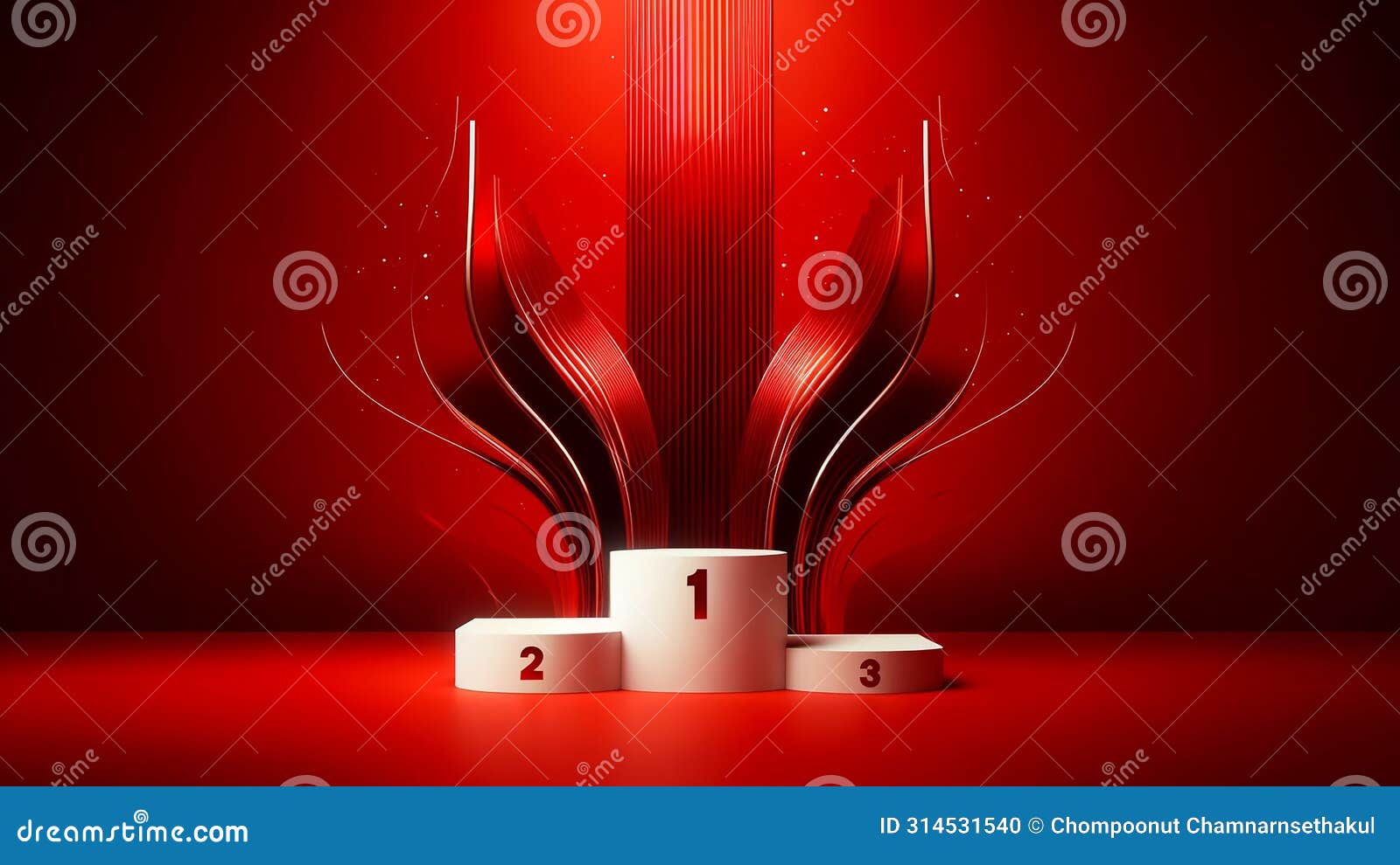 Empty Winners Podium, Positioned Red Background, Stands Ready To Honor ...