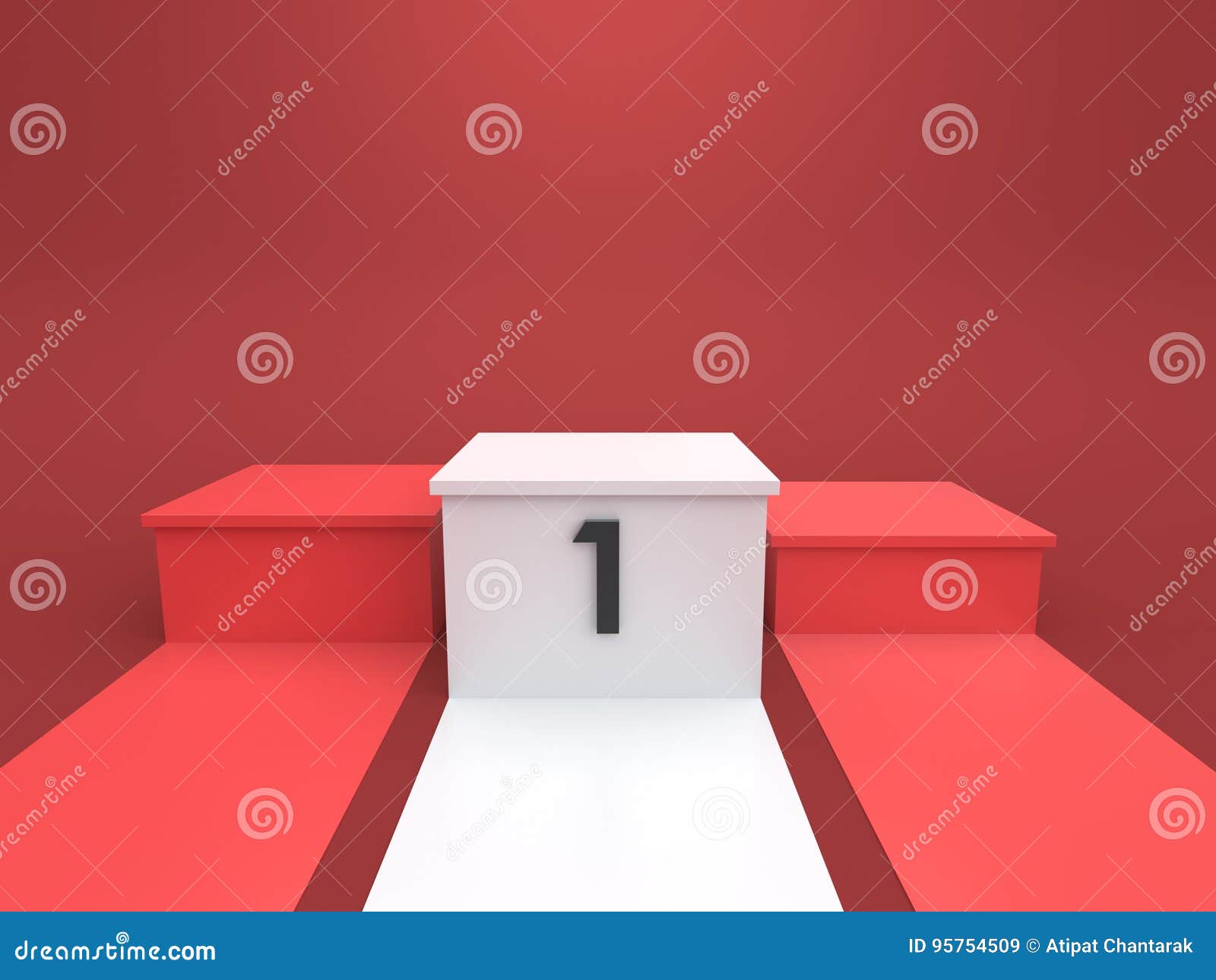 Empty Winners Podium on Red Background. 3D Rendering Stock Illustration ...