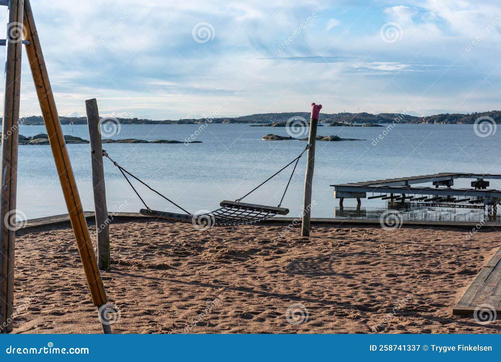 Empty Wire Hammock by a Beach.. Stock Image - Image of people, relax ...