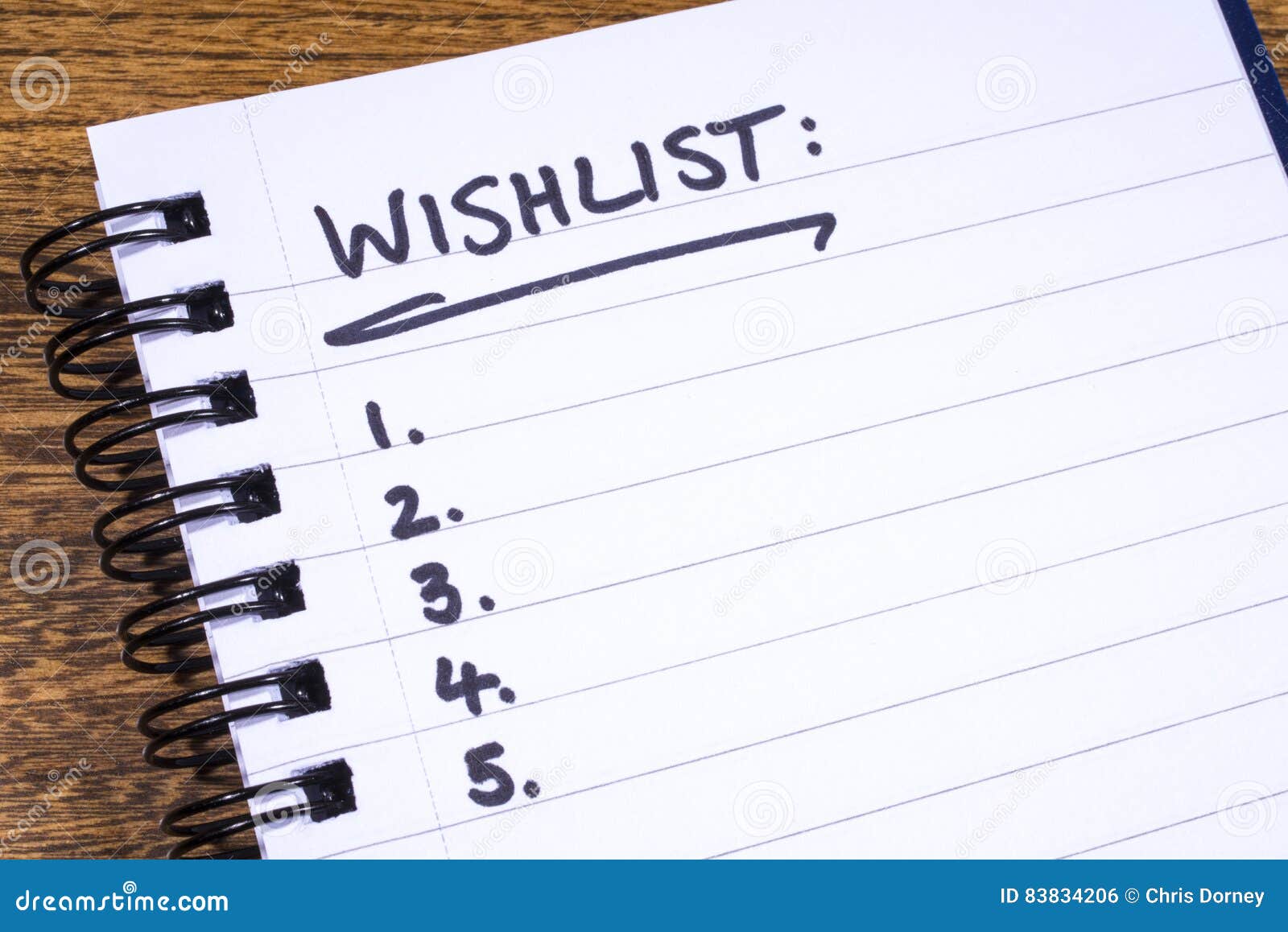 Empty Wish List stock photo. Image of notebook, checklist - 83834206