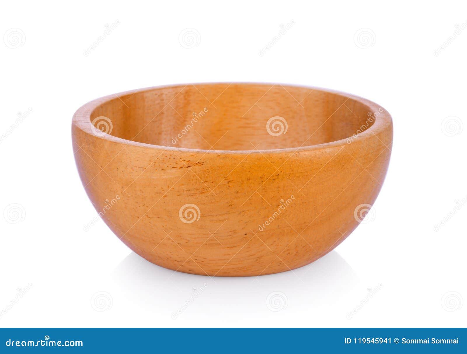 Empty Wooden Bowl on White Background Stock Image - Image of view ...