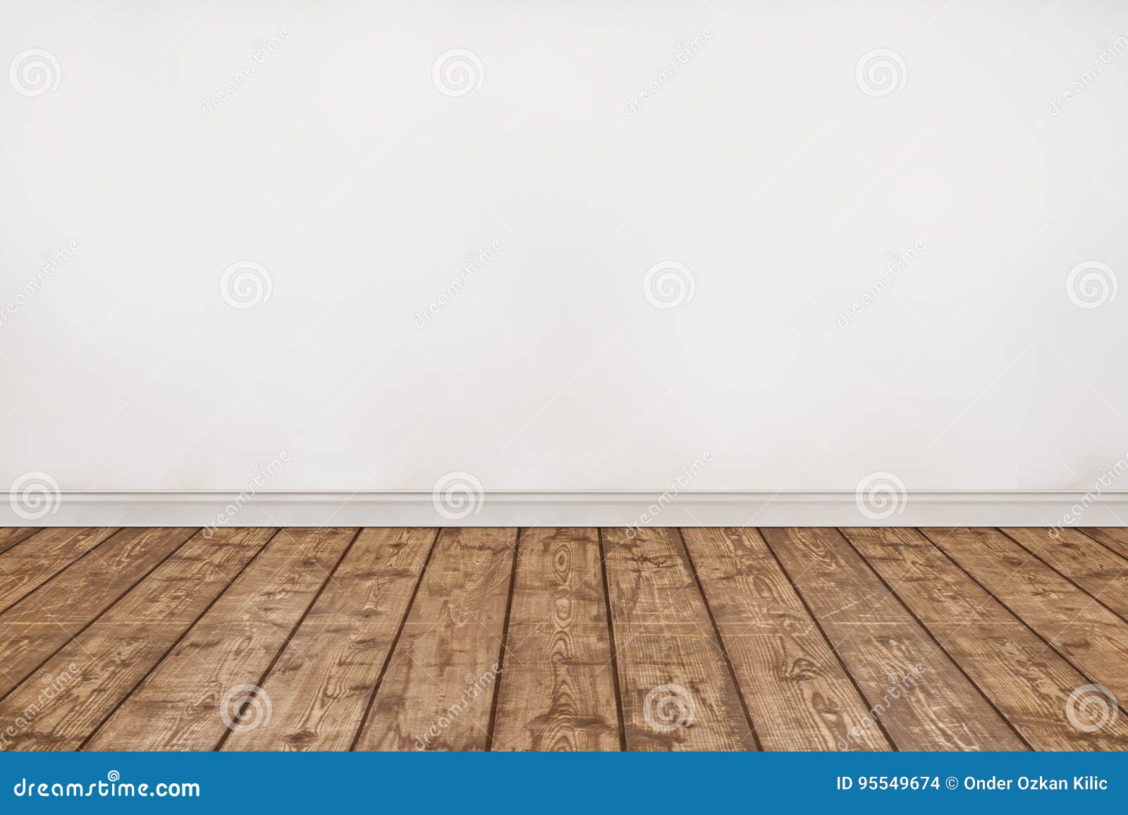 Empty Wood Floor and White Wall Room. Stock Illustration - Illustration ...