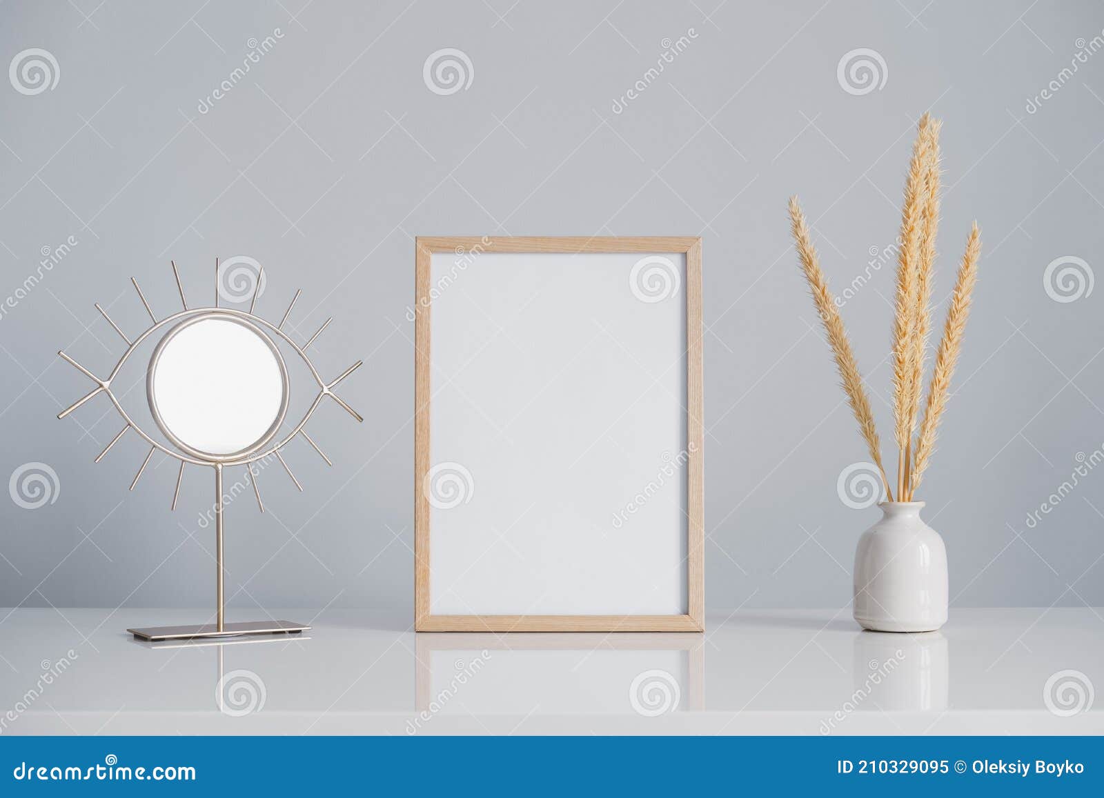 Empty Wood Frame on a Table, Blank Space. Stock Image - Image of colors ...