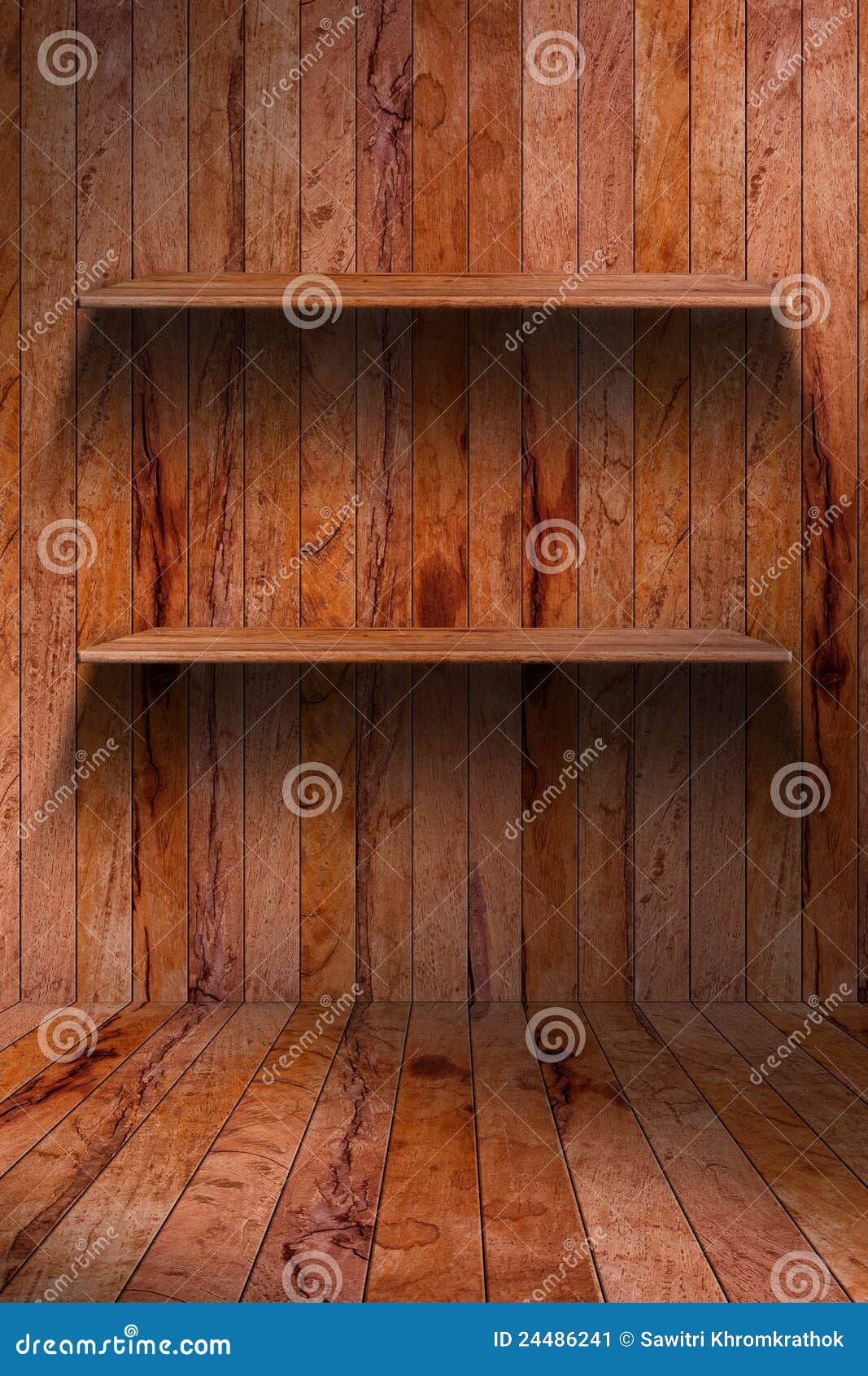 Empty Wood Shelf. Grunge Industrial Interior Stock Image - Image of ...