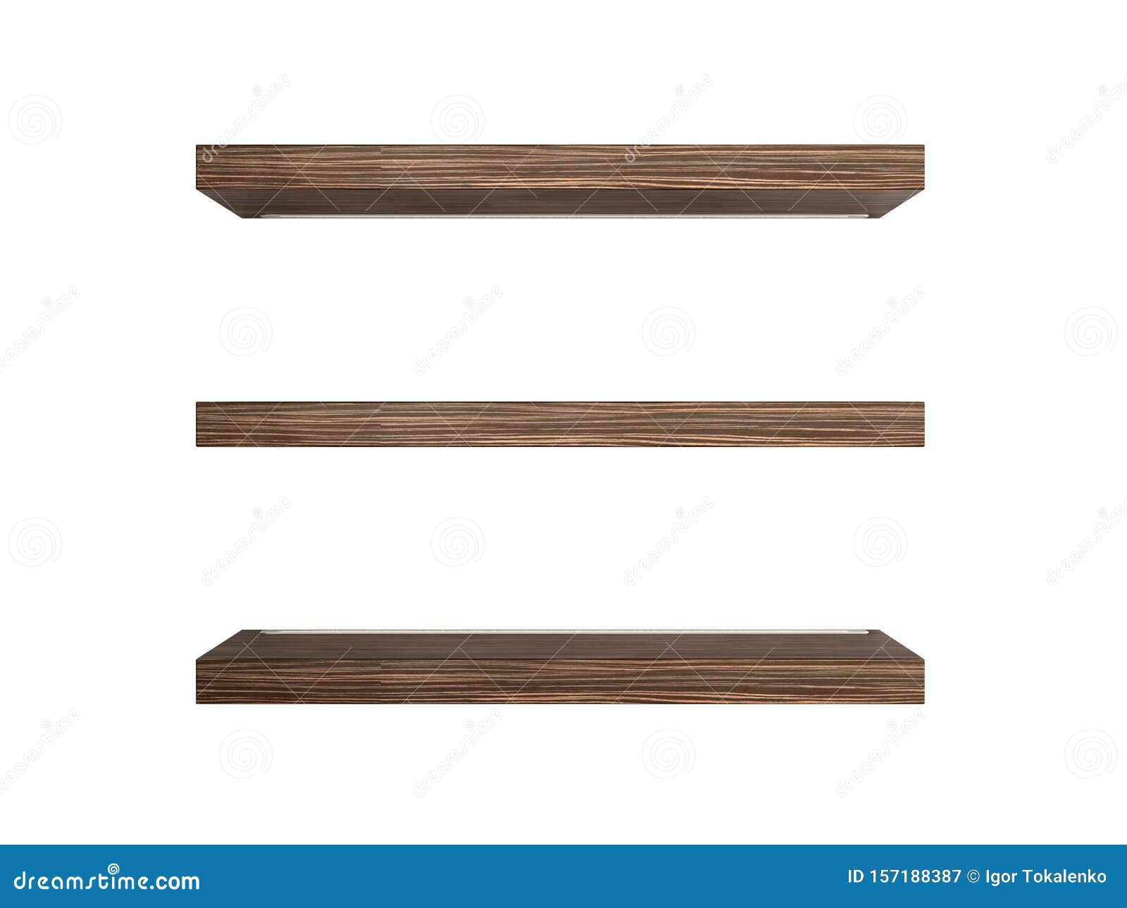 Empty Wood Shelves Set 3d Render Image No Shadow Stock Illustration ...