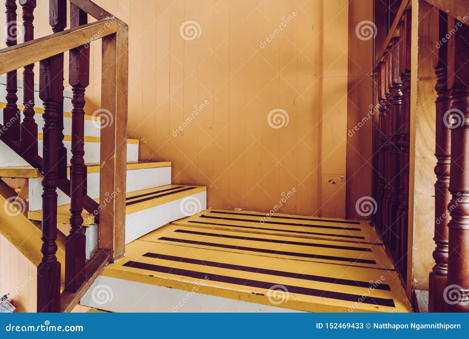 Empty wood stair stock image. Image of stair, clean - 152469433