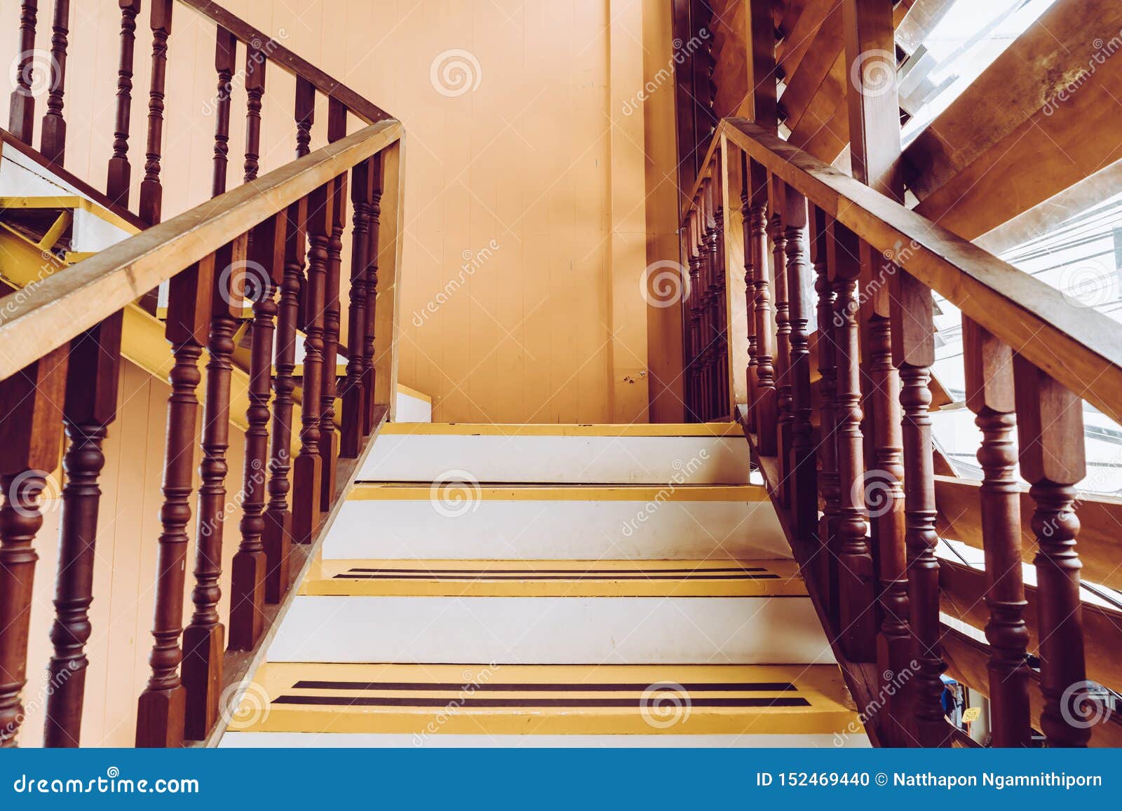 Empty wood stair stock photo. Image of empty, stair - 152469440