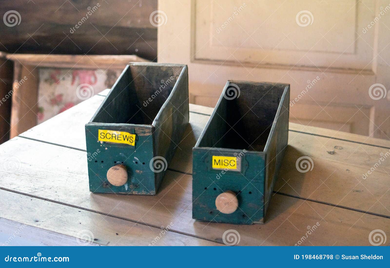 Empty Wood Storage Boxes for Screws and Misc Stock Photo - Image of ...