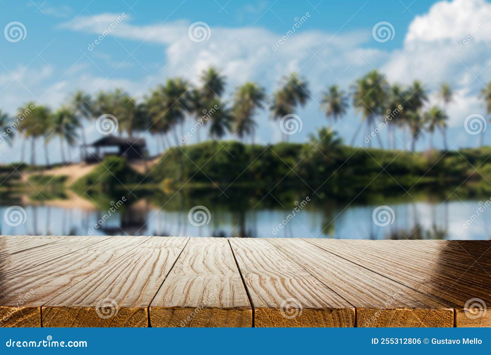 Empty Wood Table with Blurred Background with Tropical Nature Landscape ...