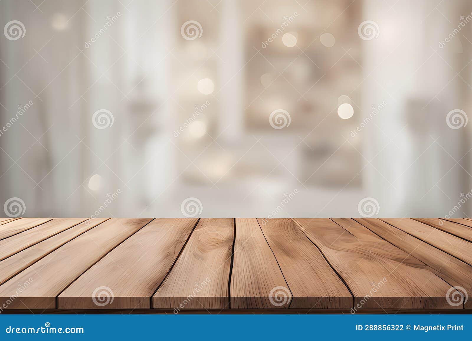 Wood Table Product Presentation with Interior Background Stock ...