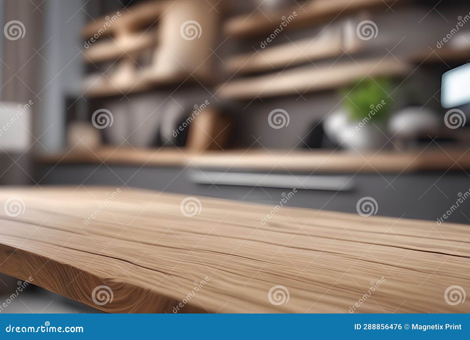 Wood Table Product Presentation with Interior Background Stock ...