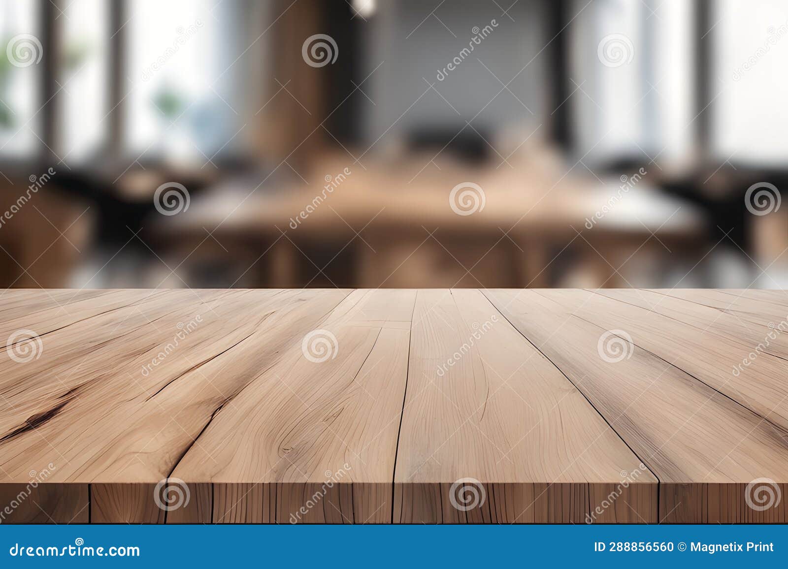 Wood Table Product Presentation with Interior Background Stock ...