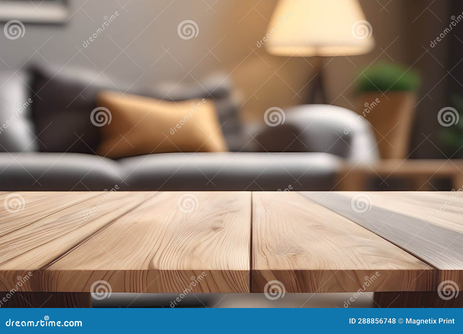 Wood Table Product Presentation with Interior Background Stock ...